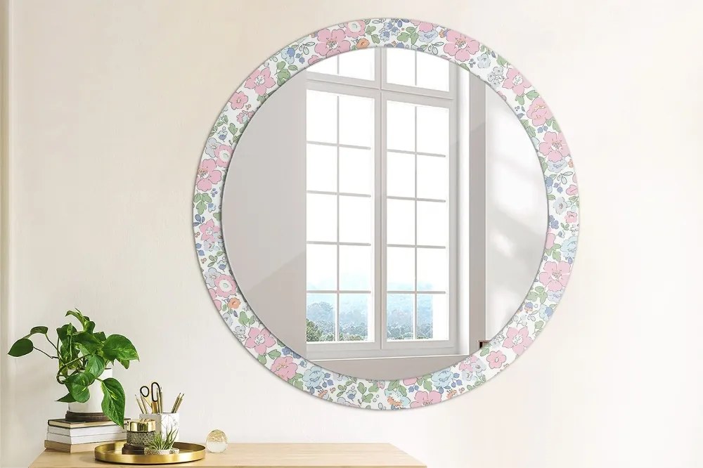 Kulaté dekorativní zrcadlo Jemné květiny fi 90 cm