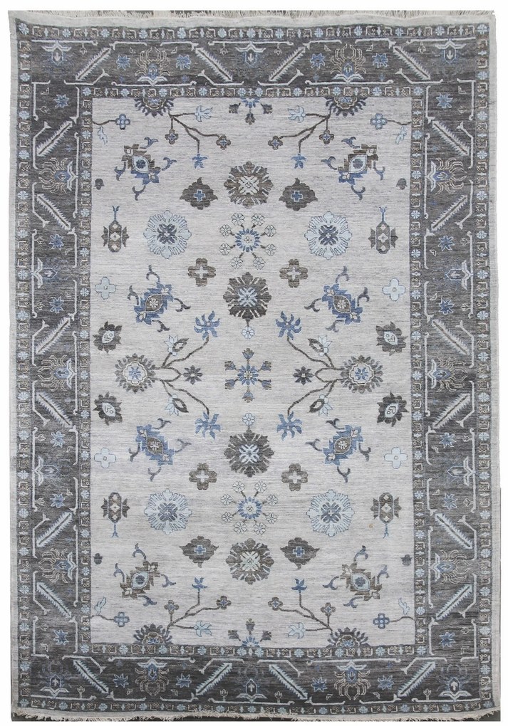 Diamond Carpets India, Ručně vázaný kusový koberec Diamond DC-USHAK silver/black, 180x275, šedá, kancelář