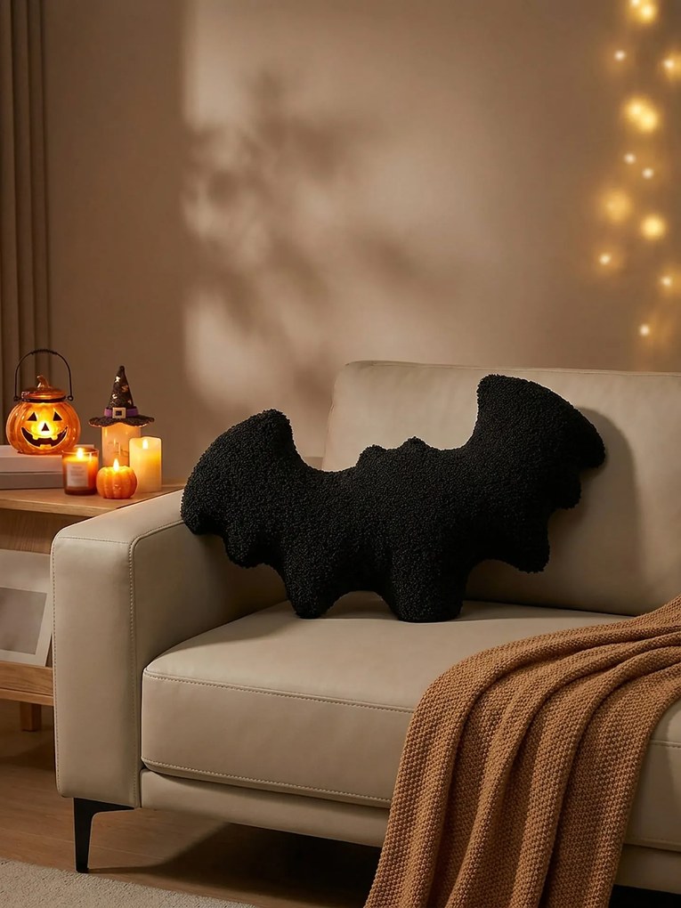 Sinsay - Halloweenský dekorativní polštář ve tvaru netopýra - černá