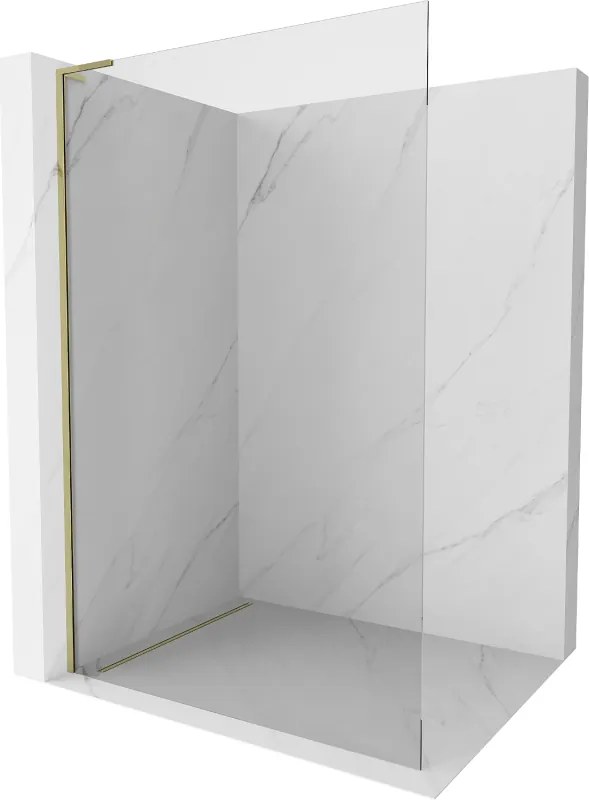 Mexen Kioto L, sprchová zástěna Walk-In 65 x 200 cm, 8mm čiré sklo, zlatý lesklý profil, 800-065-103-50-00