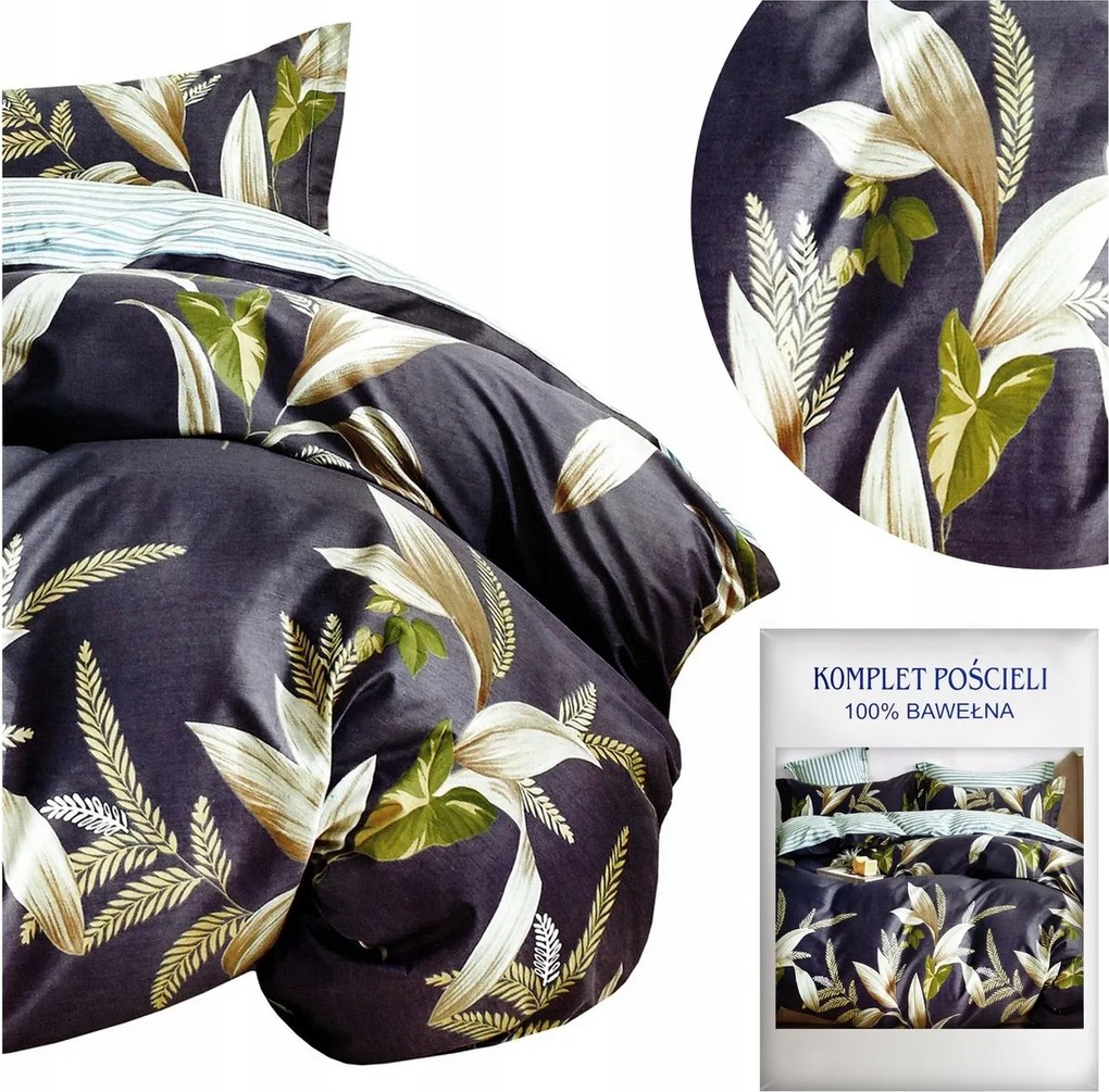 Povlečení 200x220 3 dílů Bavlněný satén Aida Komplet 2x Povlak na polštář