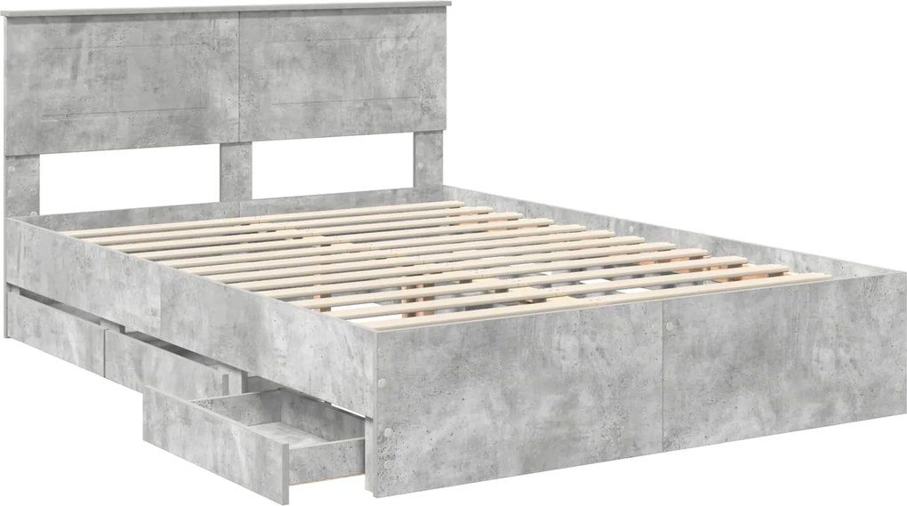 Rám postele s čelo Betonově šedá 160 x 200 cm Inženýrské dřevo 3407966