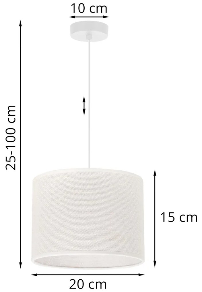 Závěsné svítidlo Juta, 1x bílé jutové stínítko, (fi 20cm), w