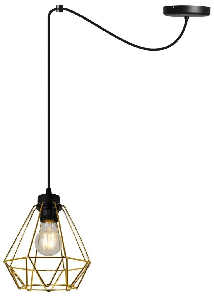 Light for home - Elegantní závěsné svítidlo SPIDER NUVOLA GOLD 2034/1, zlaté kovové stínidlo, 1x60W, E27, černá, zlatá