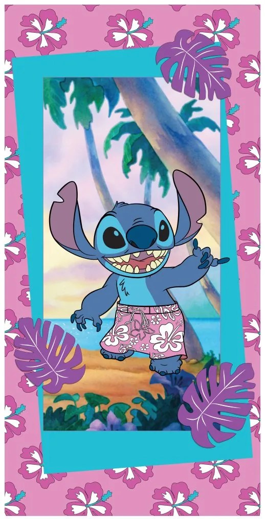 Bavlněná plážová osuška Lilo &amp; Stitch - motiv Prostě Havaj! - 100% bavlna - 70 x 140 cm