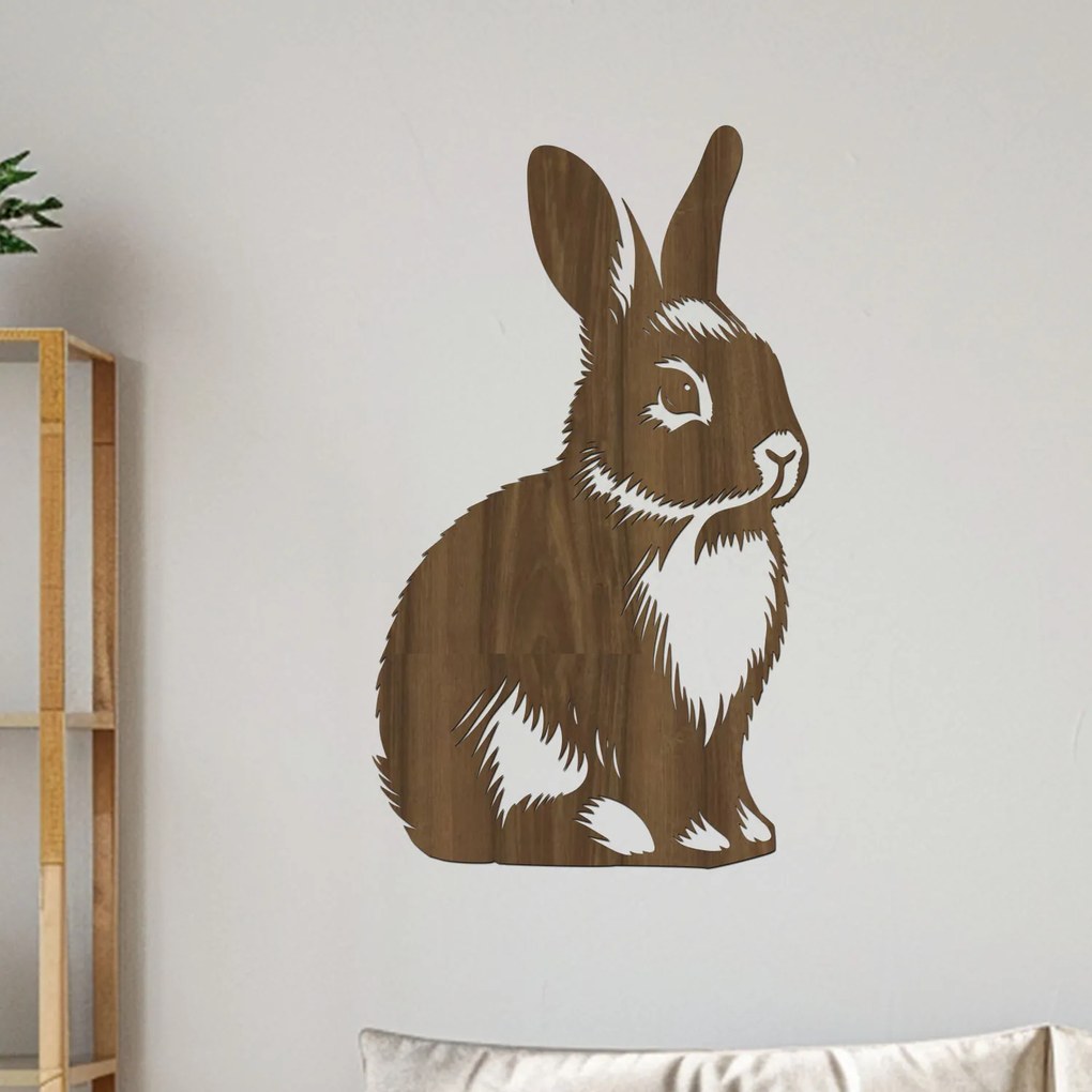 dřevo života Dřevěný obraz Králíka Rozměry (cm): 35x60, Zvolte barvu dekoru: Ořech