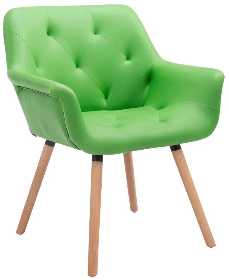 Židle s područkami Cass, nohy natura - Zelená