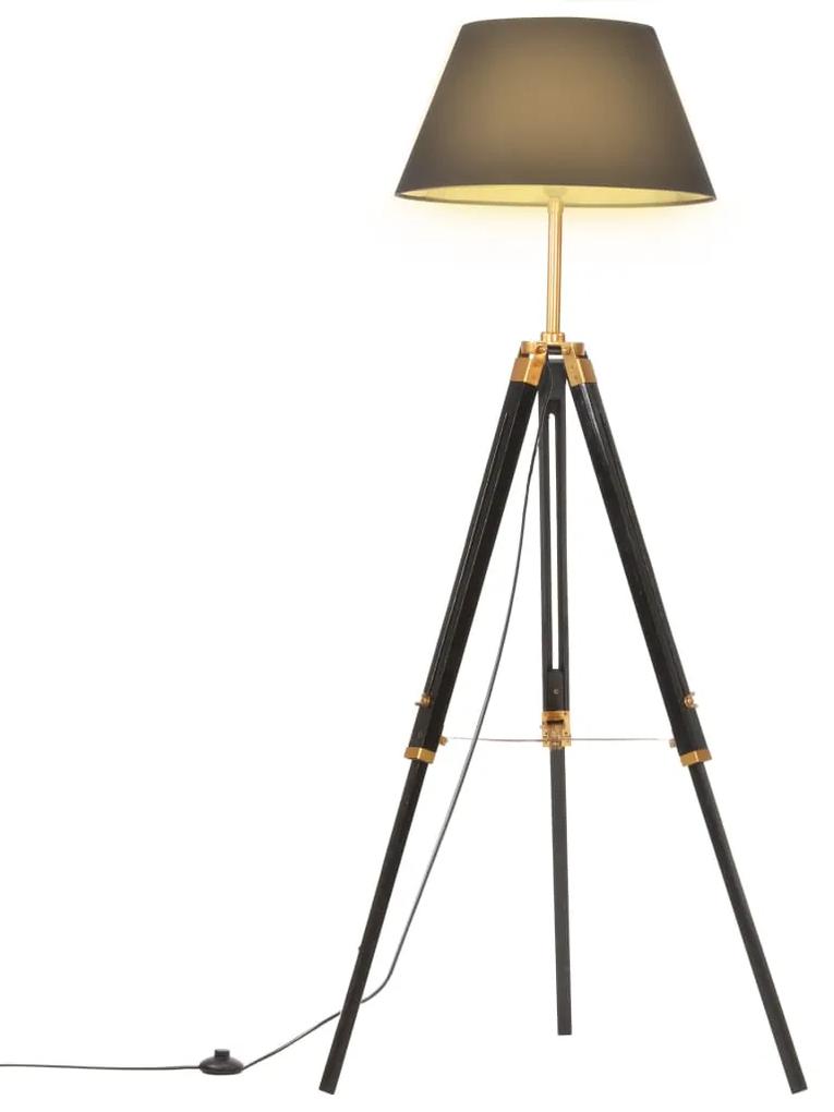 Stojací lampa stativ černá a zlatá masivní teak 141 cm,  288076