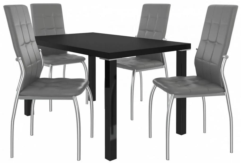 Jídelní set Loreno 1+4 židlí - černá/popel