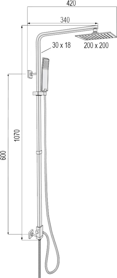 Mereo Mereo, Sprchová souprava Quatro, nerezová hlavová sprcha a jednopolohová ruční sprcha, CBQ60101SKN