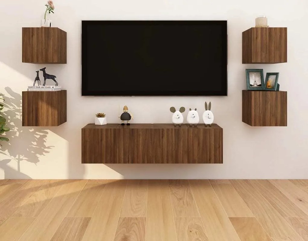 vidaXL Nástěnné TV skříňky 8 ks 30,5 x 30 x 30 cm [3079264] Barva: Šedá