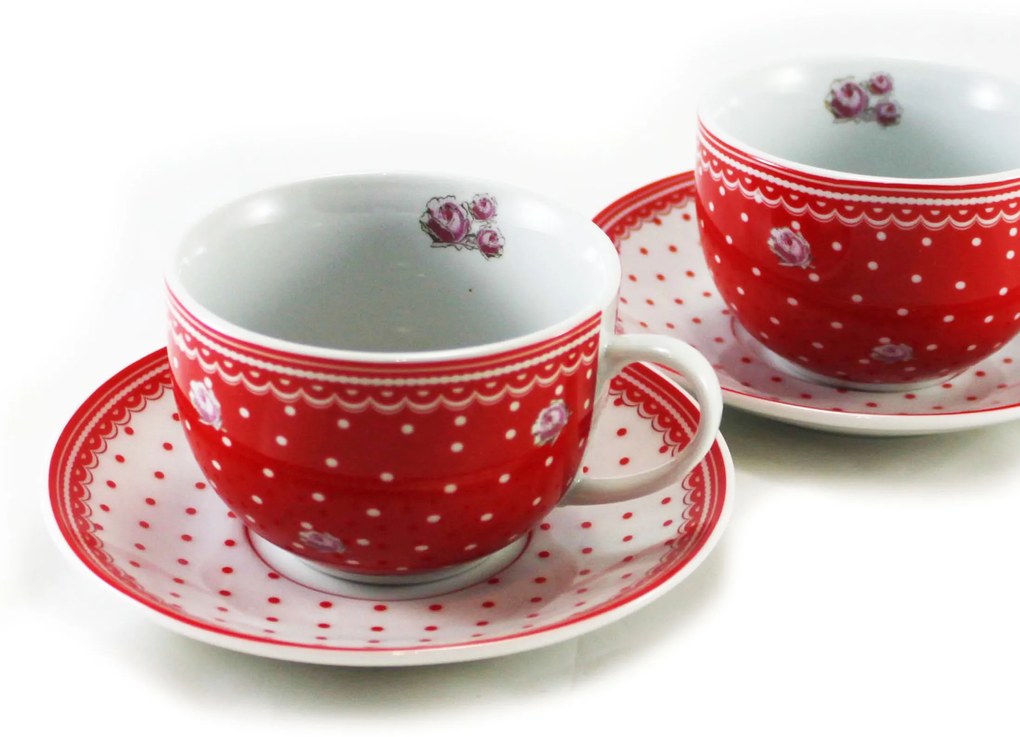 Home Elements šapo porcelán Elegant red 250 ml sada 4 kusy