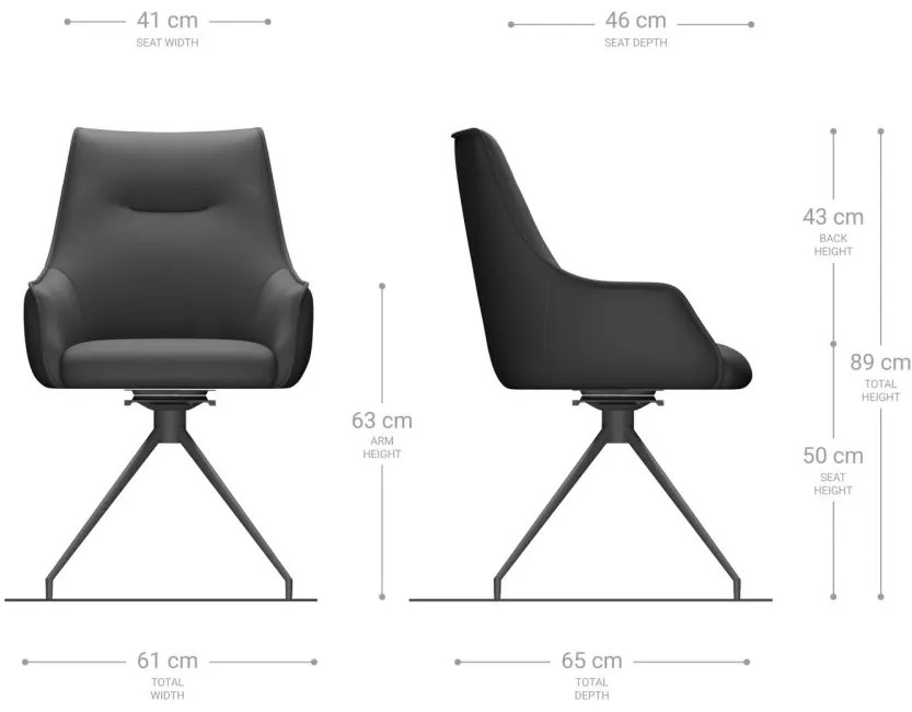 Otočná židle Alja-Flex s područkami křížová podnož zúžená nerezová