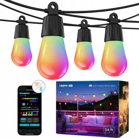 Lepro Ai Outdoorová zahradní girlanda s venkovními lampami 30 m IP65 WiFi Bt Rgb