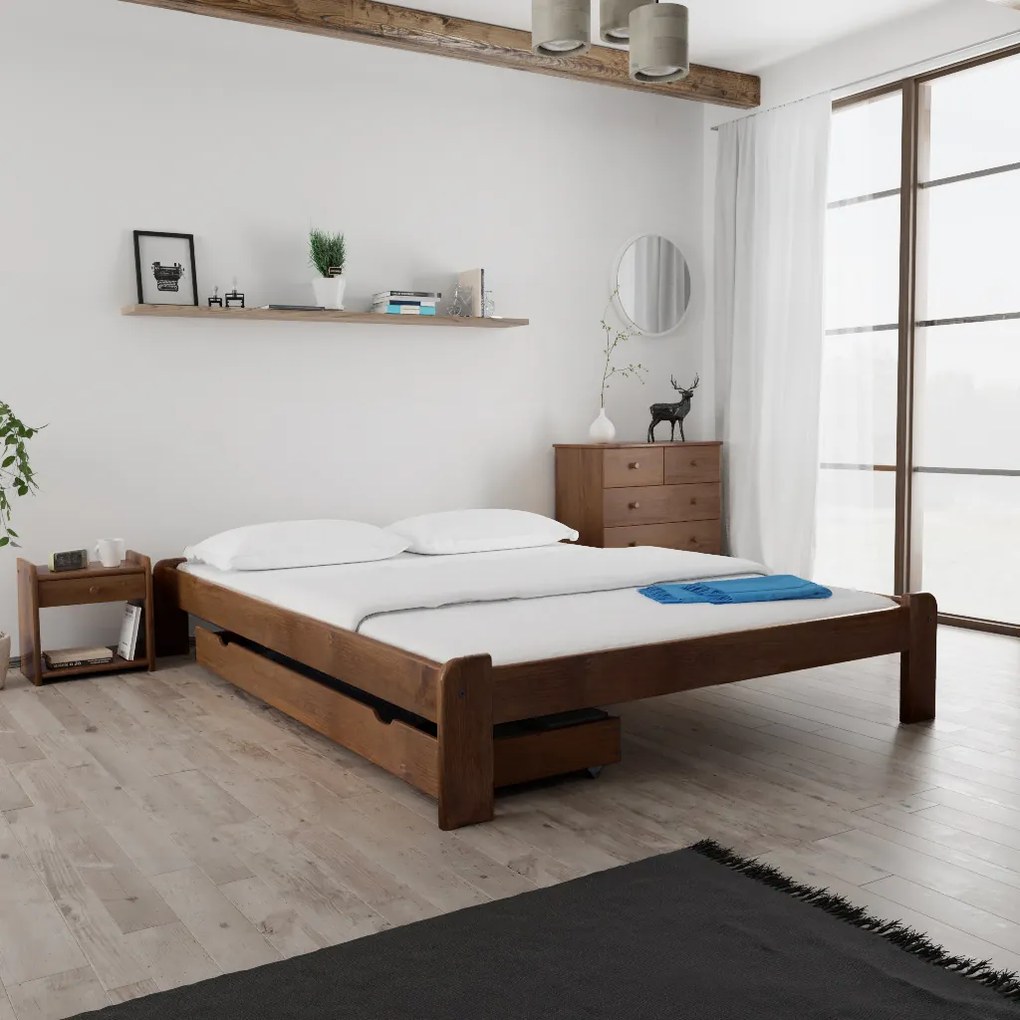 Postel ADA 160 x 200 cm, dub Rošt: S laťkovým roštem, Matrace: Matrace Coco Maxi 20 cm