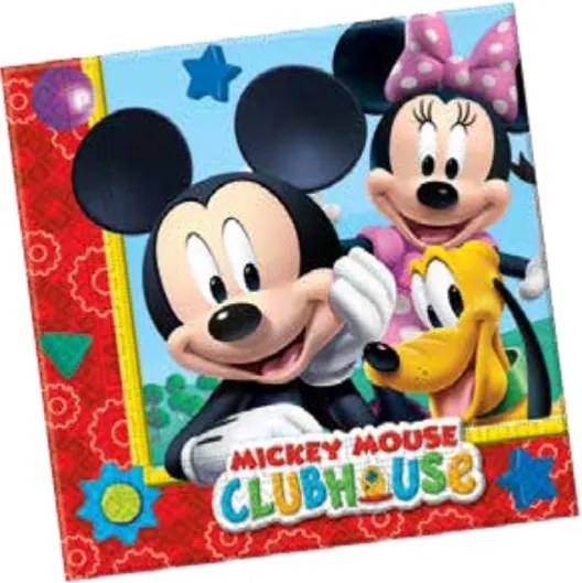 PROCOS Mickey Mouse ubrousky modro červené 20ks 2-vrstvé 33x33cm