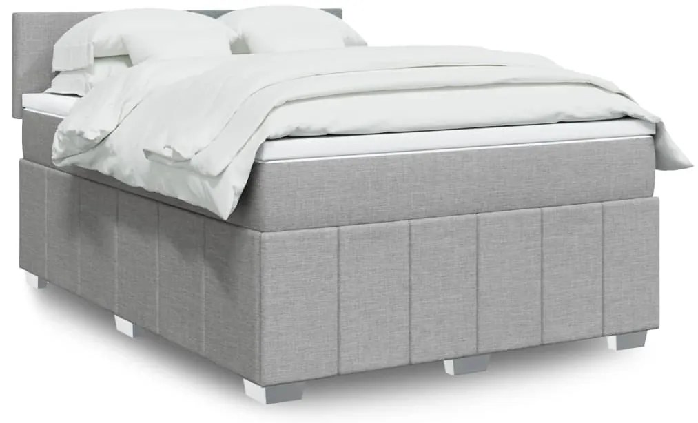 Box spring postel s matrací světle šedá 160 x 200 cm textil 3287112