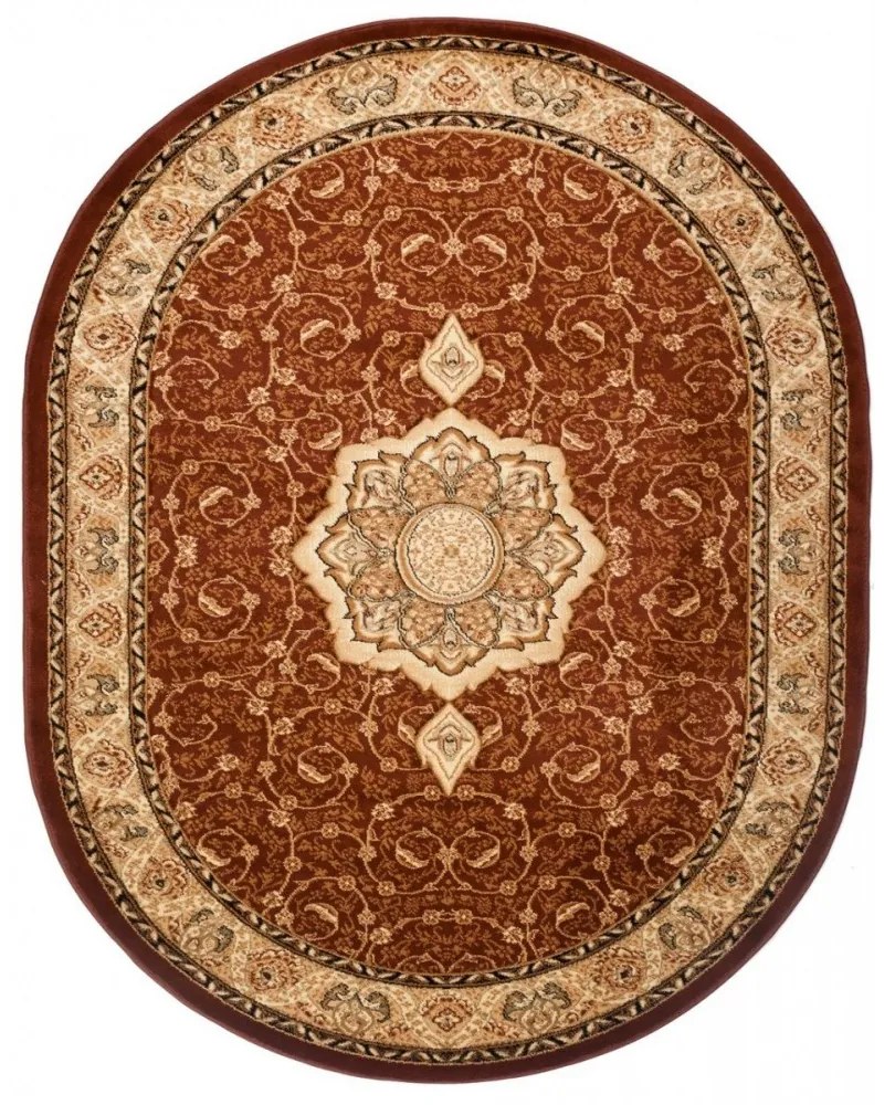 Kusový koberec klasický vzor 2 hnědý ovál, Velikosti 70x140cm