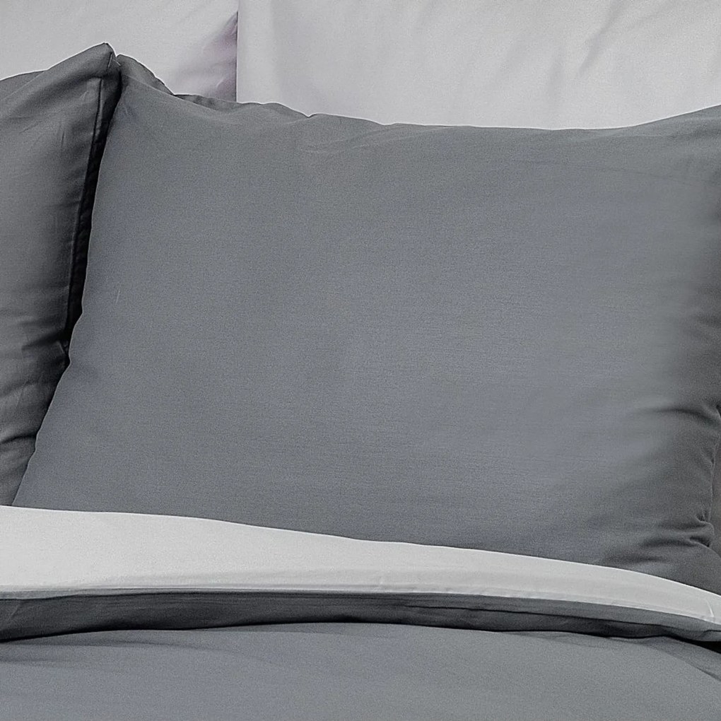 Saténové povlečení LUXURY COLLECTION tmavě šedé/světle šedé - 1x 140/220, 1x 70/90cm