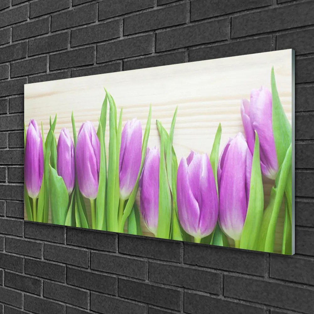 Obraz na skle Tulipány Květiny Příroda 100x50 cm