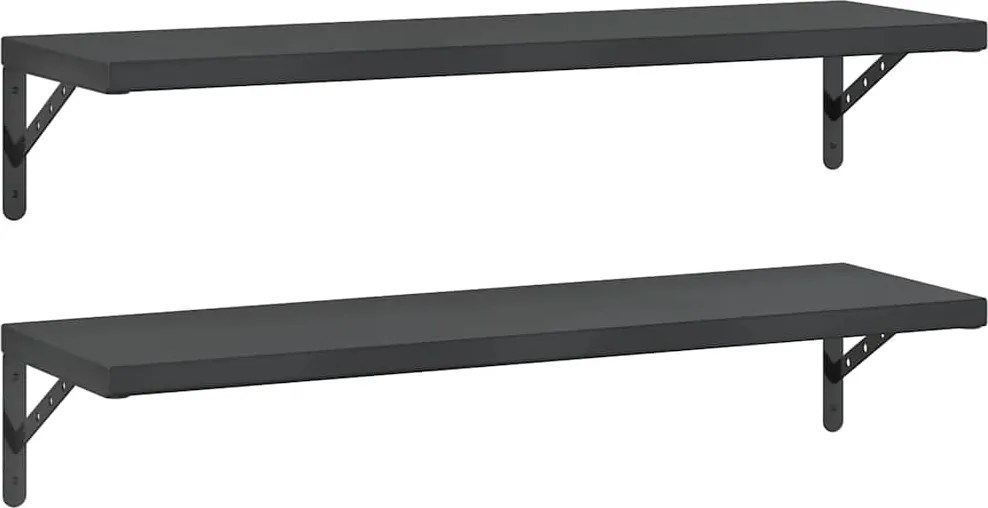 Nástěnné police 2 ks 100 x 30 cm stříbrné nerezová ocel 3214512