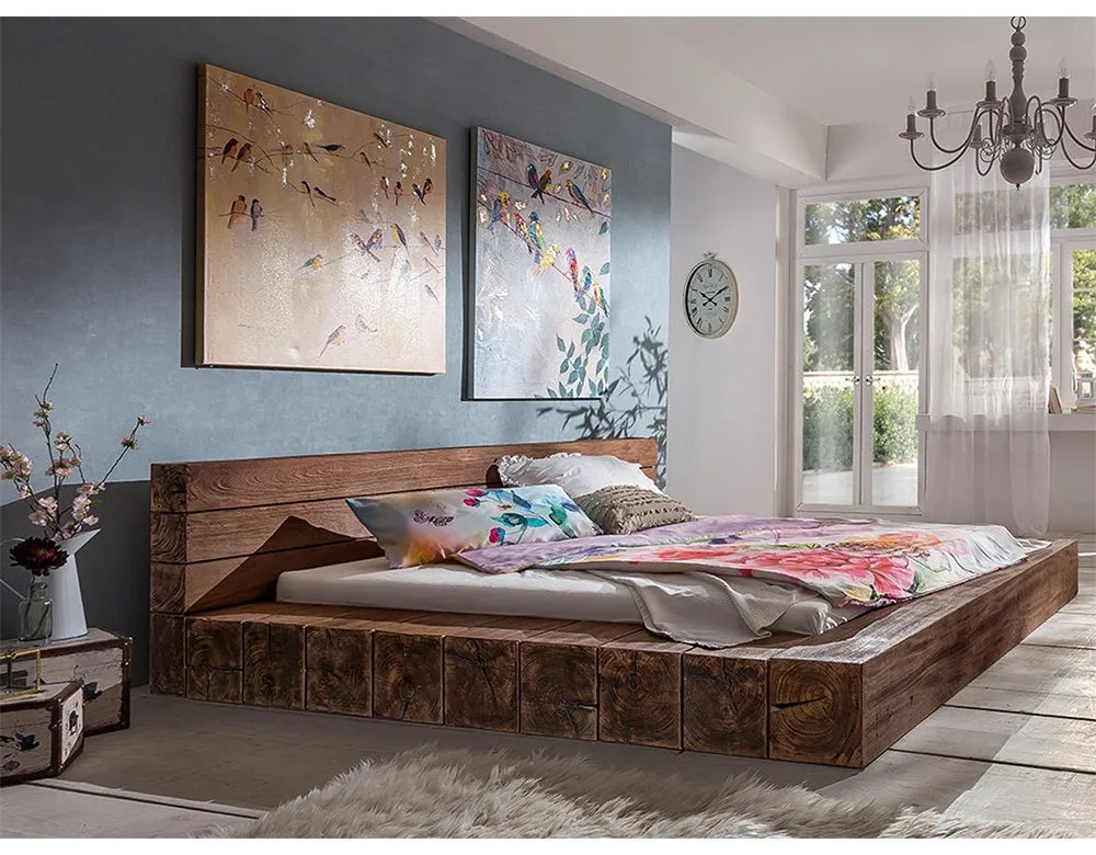 Massive home | Dřevěná postel Dunlop 180x200 masiv mango - VÝPRODEJ MH1207WX