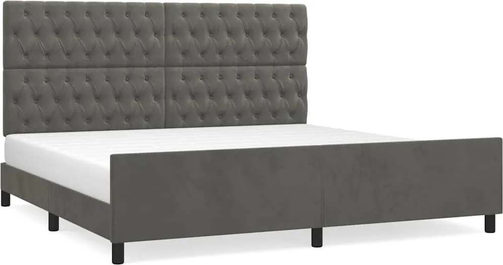 Rám postele bez matrace tmavě šedý 200 x 200 cm samet 3125959