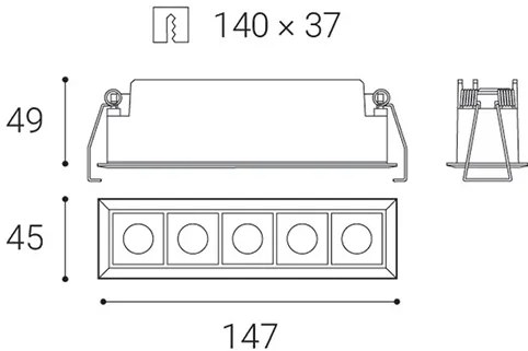 LED2 LINEAR 5, zápustné LED svítidlo, 3000K, bílé Typ svítidla: Stmívatelné DALI / PUSH