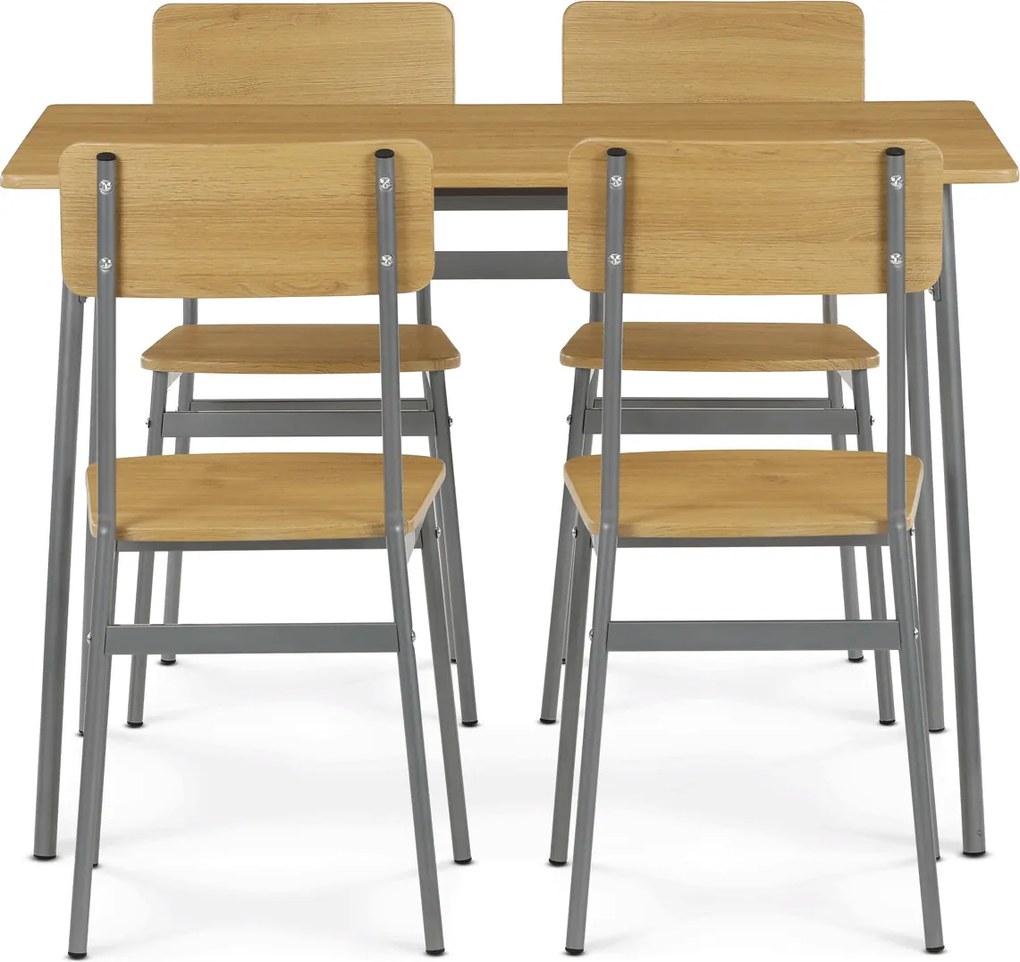 Autronic Jídelní set s 4 židlemi AUT-O2156 Odstín: Dub divoký