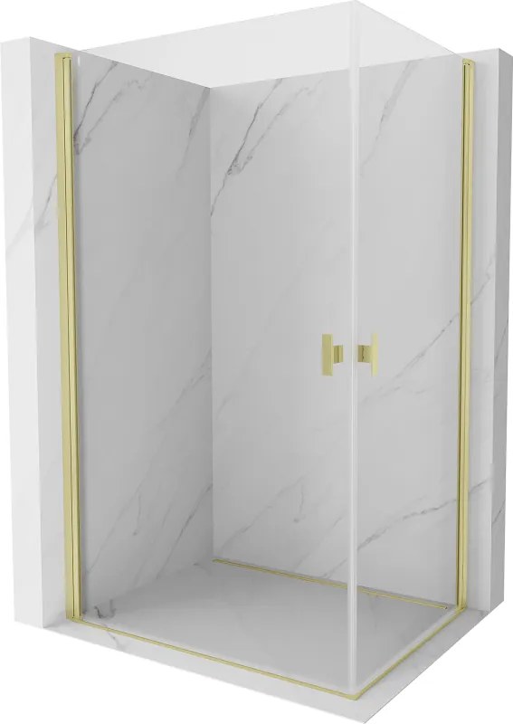 Mexen Mist-B Duo, 2-křídlý výklopný sprchový kout 85 x 70 cm, čiré sklo, zlatý matný profil, 8A2-085-070-55-00