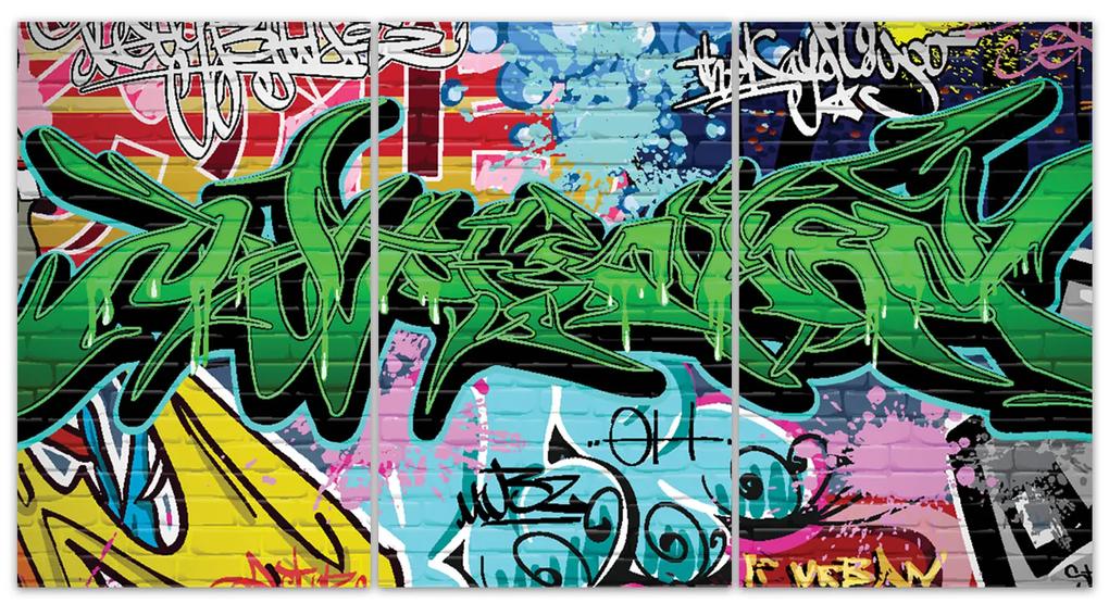Malvis ® Pětidílný obraz graffiti greenery Velikost: pětidílné schody - 200x100 cm
