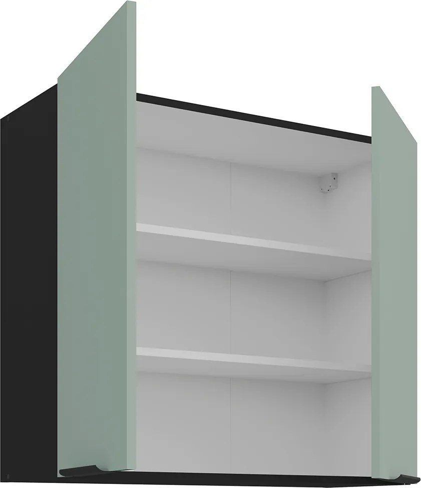 ARIA sc | horní skříňka 80 G-72 2F policová | 80 cm | ANTI FINGERPRINT povrch | černá/aquamarine
