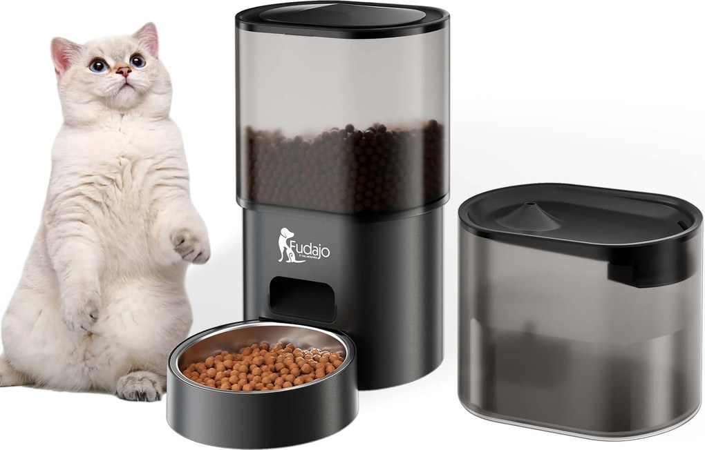 Automatické krmítko pro kočky fudajo – 3 L, 2,5 L, černá (65289)