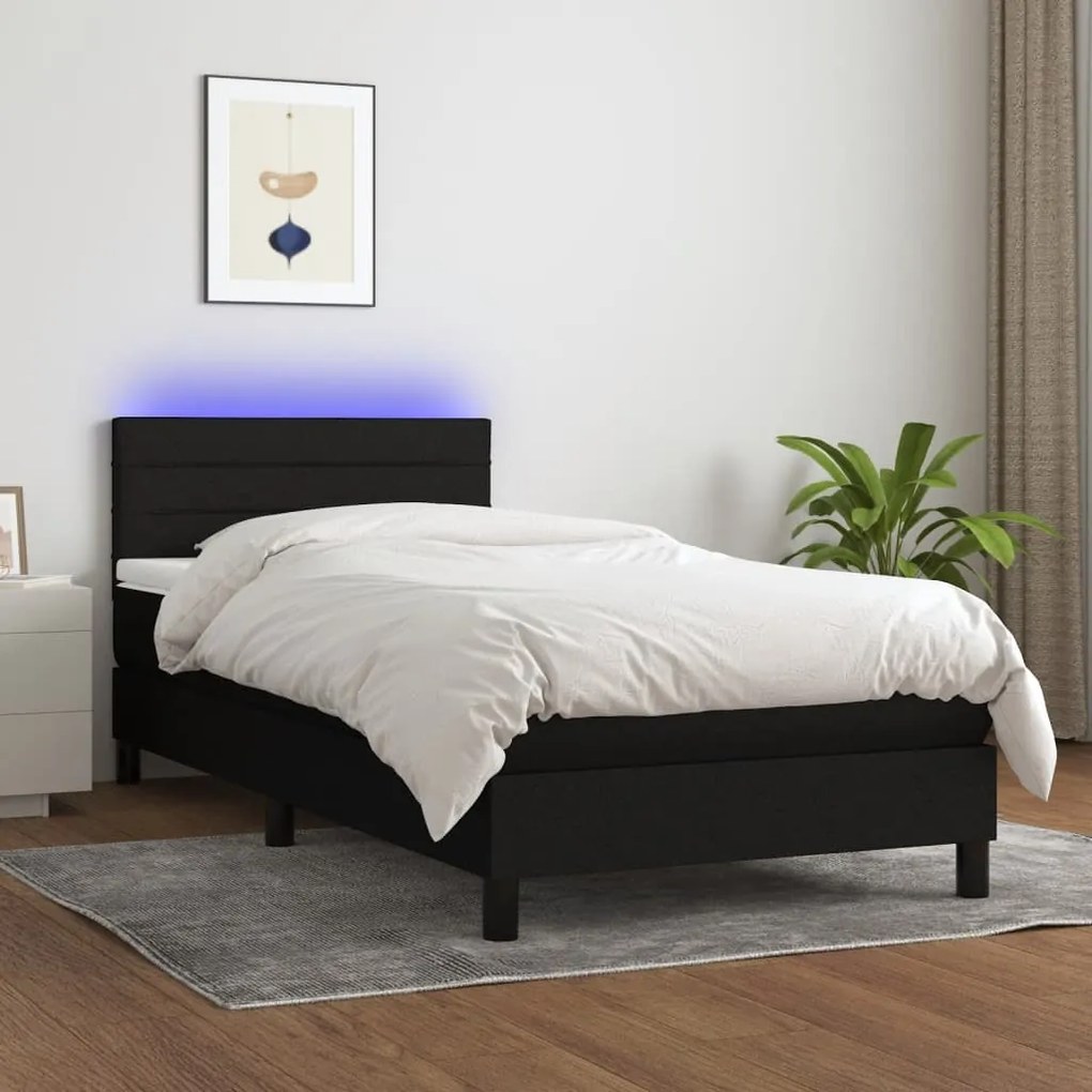Box spring postel s matrací a LED černá 80 x 200 cm textil 3133191