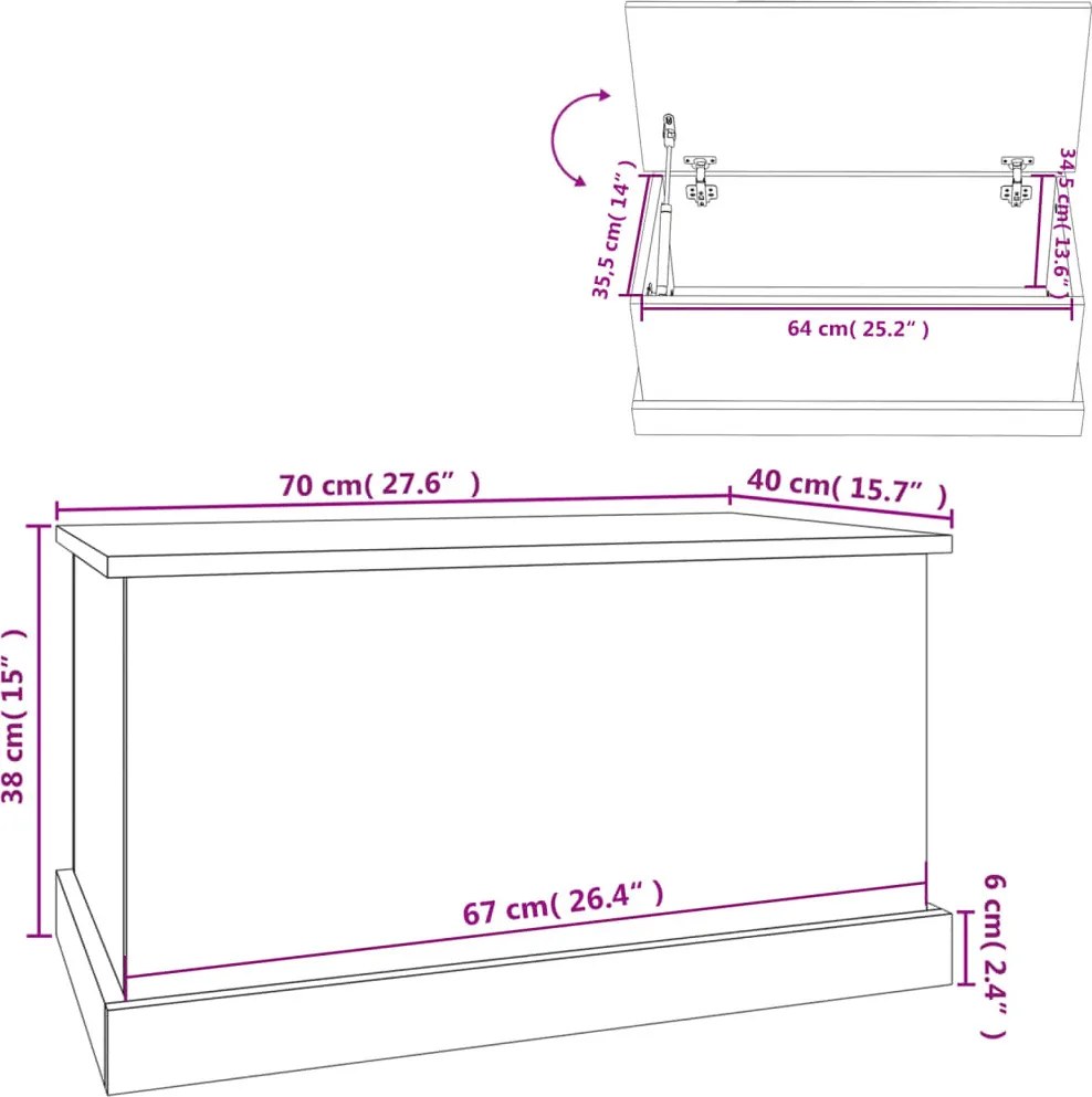 vidaXL Úložný box 70 x 40 x 38 cm kompozitní dřevo [816505] Barva: dub sonoma