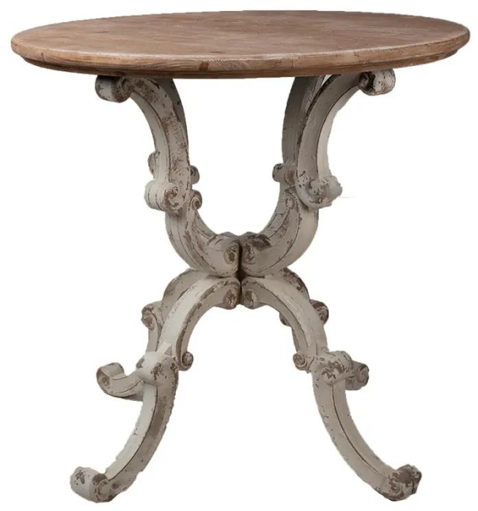 Bílo hnědý dřevěný vintage odkládací stolek – 80x80 cm