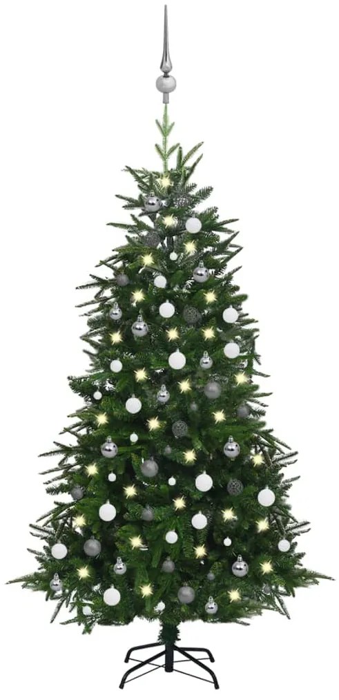 3077924 vidaXL Umělý vánoční stromek LED a sada koulí zelený 180 cm PVC a PE