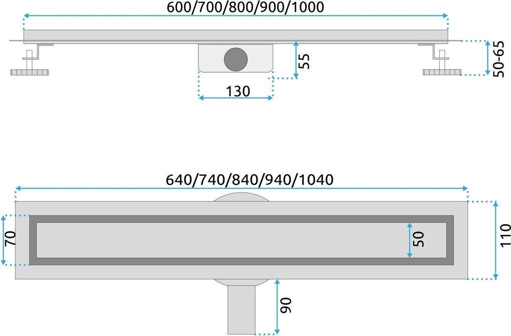 Lineární odtokový žlab Rea Neox Pro 80 cm zlatý