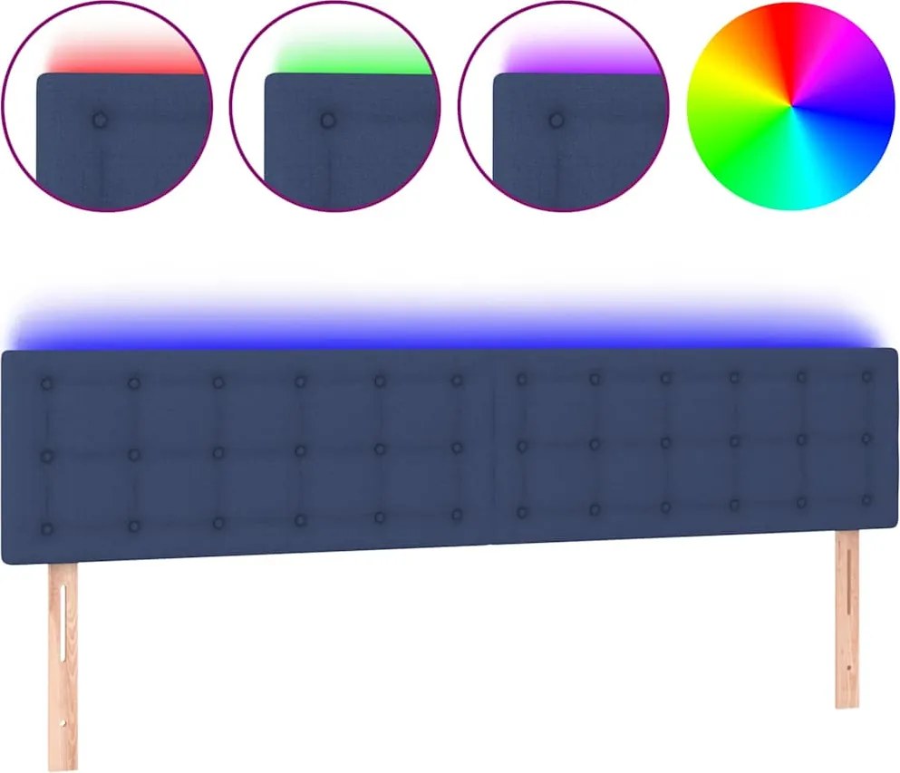 Čelo postele s LED modré 160x5x78/88 cm textil 3122058