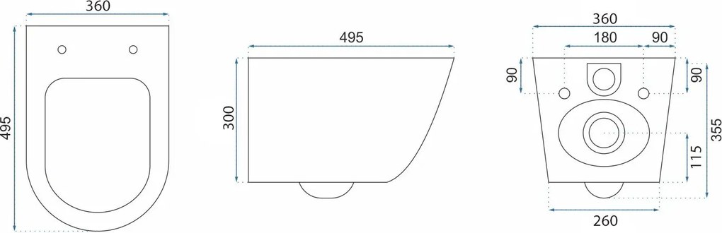 Rea Tito, závěsná WC mísa 495x360x355 mm, Tornado NFQ + WC sedátko s pomalým zavíráním, bílá lesklá, REA-C6800