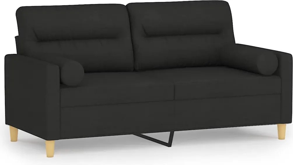 2místná pohovka s polštáři černá 140 cm textil 3200825