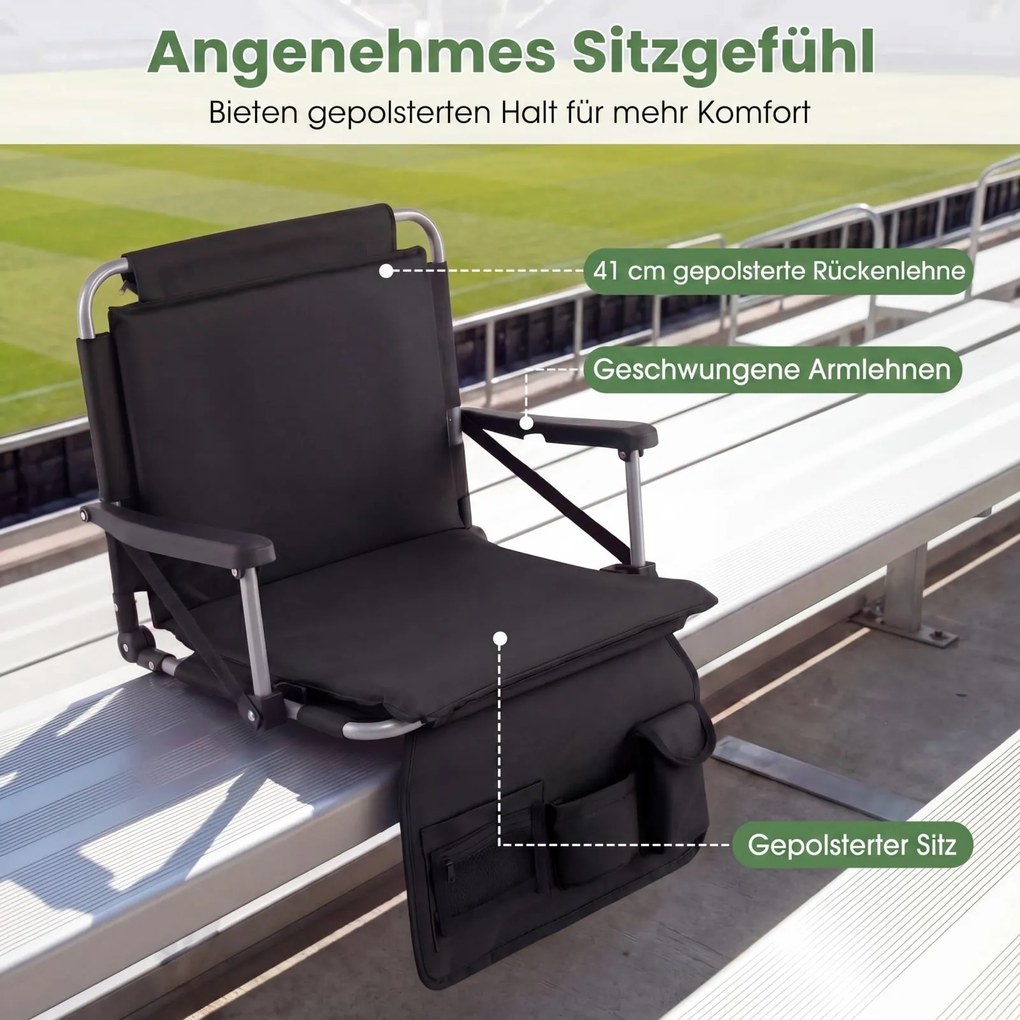 Costway Přenosné stadionové sedátko s opěradlem skládací bělicí křeslo
