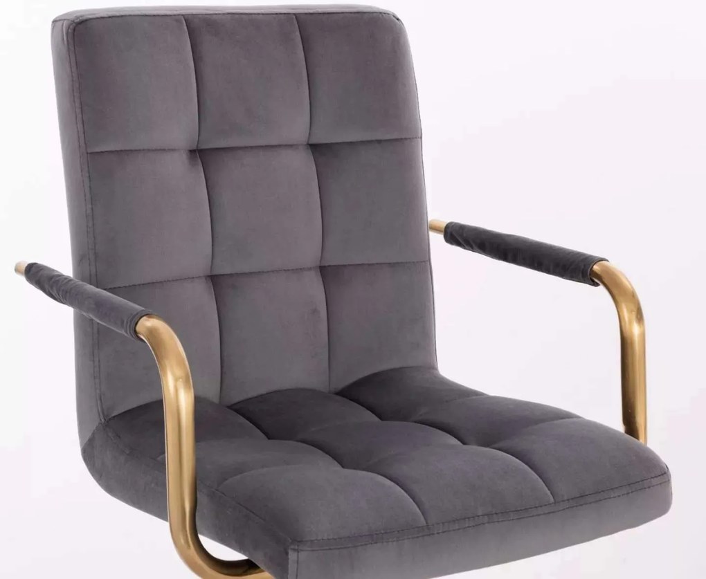 LuxuryForm DESIGN Otočná židle VERONA GOLD VELUR na černém talíři - tmavě šedá
