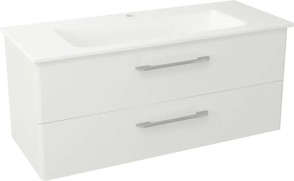 Sapho PURA umyvadlová skříňka, 2x zásuvka 117x50,5x48,5cm, bílá - PR125