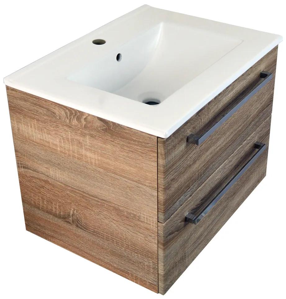 BPS-koupelny Koupelnová skříňka s keramickým umyvadlem Vermont S 60 - sonoma