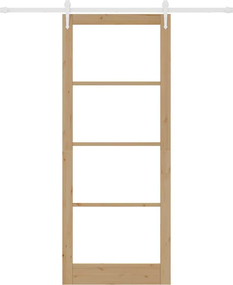 Posuvné dveře 93 x 232 cm Masivní borové dřevo a sklo Přírodní 3332431