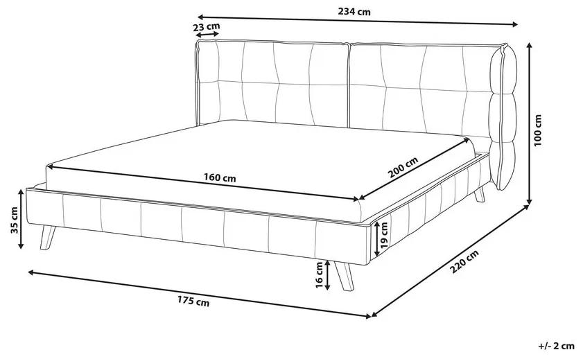 Šedá sametová postel 160 x 200 cm SENLIS Beliani
