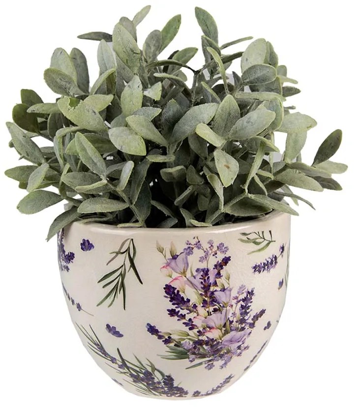 Clayre & Eef Obal na květiny s levandulí Lavender, keramický Velikost: L
