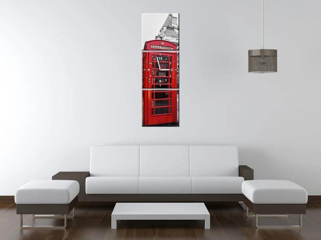 Gario Obraz s hodinami Telefonní budka v Londýně UK - 3 dílný Rozměry: 90 x 30 cm