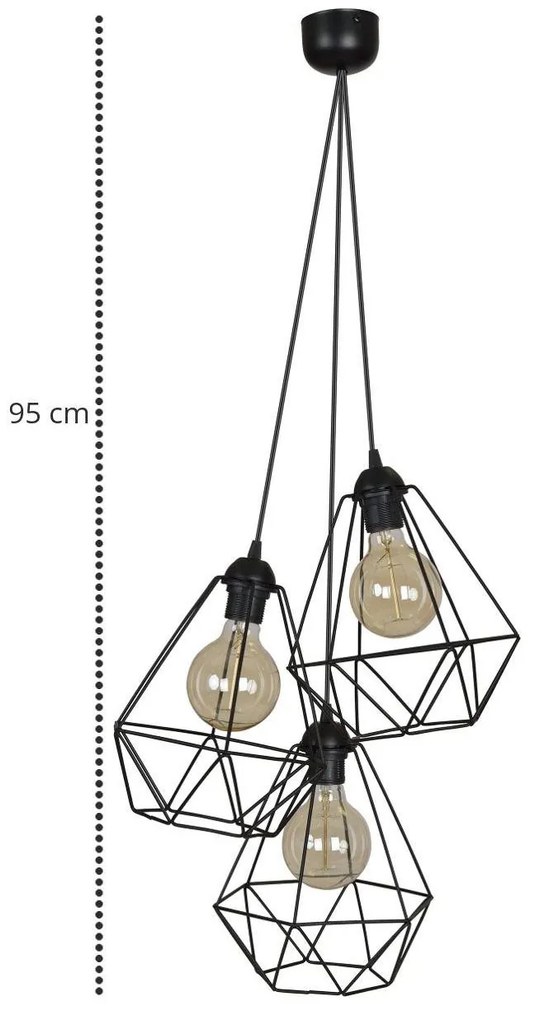 Závěsné svítidlo FUSION, 3x drátěné stínítko (výběr ze 2 barev), L